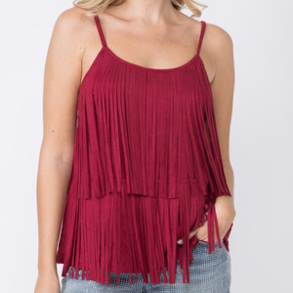 Vocal | Tops | New Vocal Suede Tank Top Cami Shabby Chic Burgundy Sm3x ...